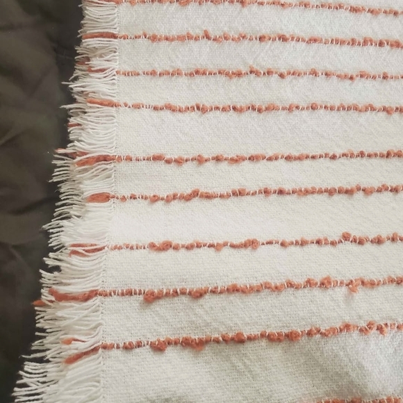 Accents | Beautiful Textured White Linen Blanket With Terracotta Wool ...